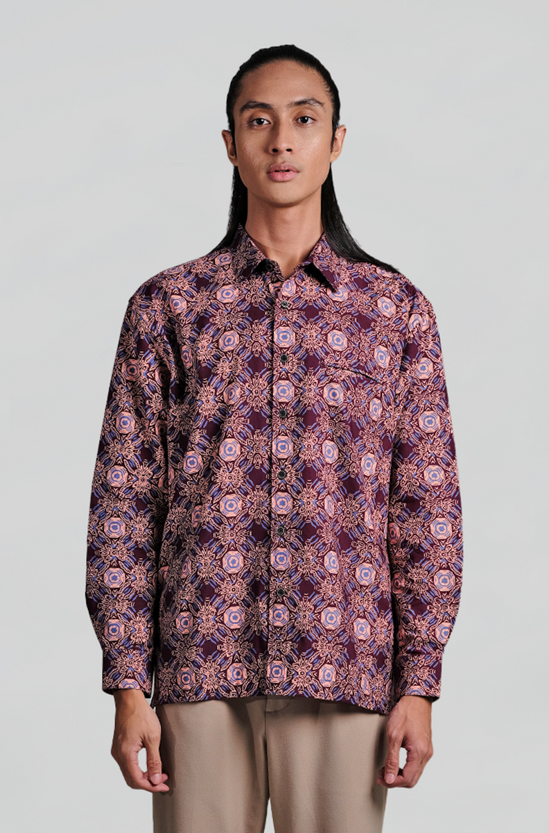 My Modern Fit Long Sleeve Mother Nature Purple Passion – Kapten Batik MY