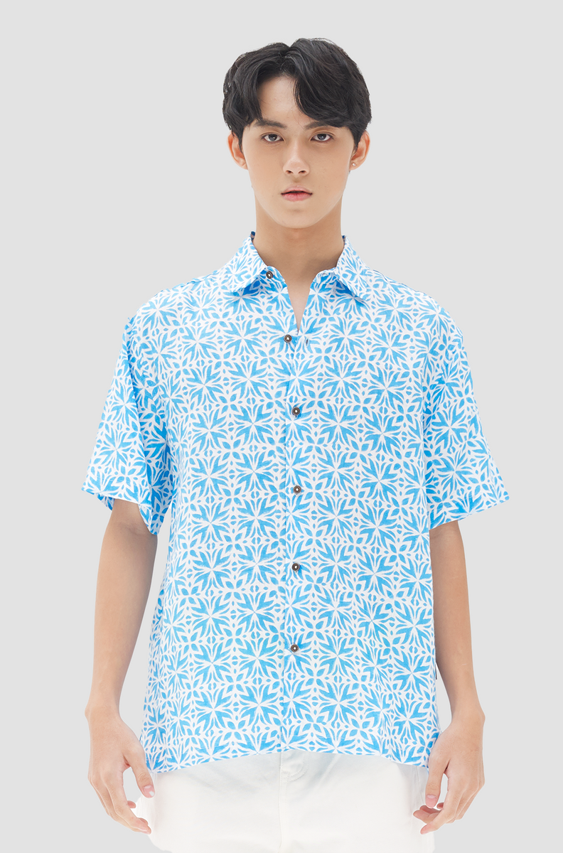 Maharaja Linen Valaka - Blue – Kapten Batik MY