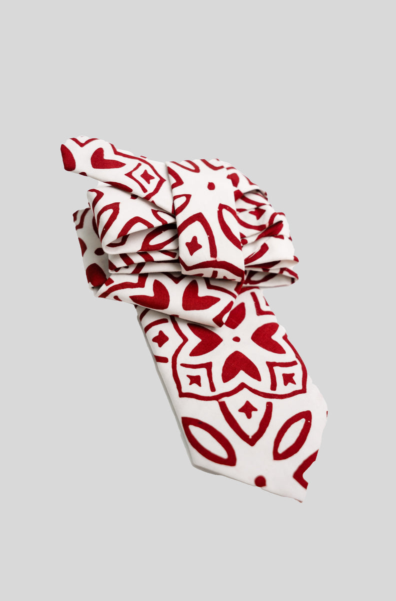 Artisanal Batik Tie - Red White – Kapten Batik MY