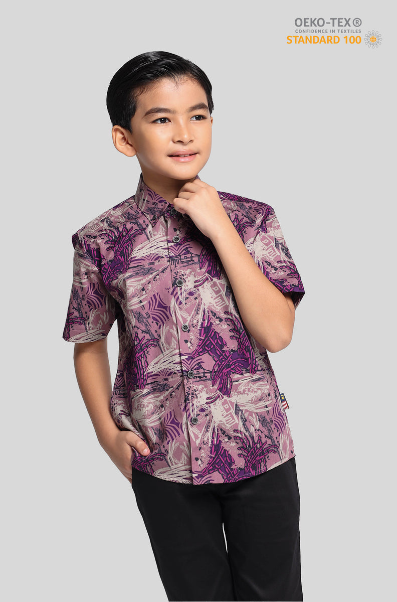 Nusantara Junior Paddy Fields in Violet – Kapten Batik MY